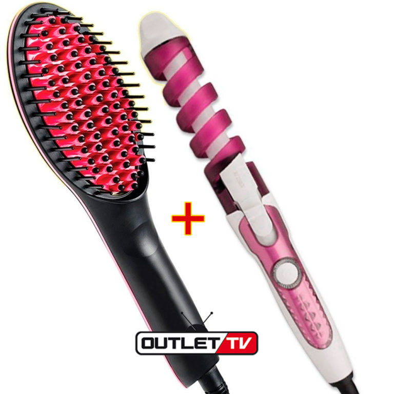 Cepillo Alizador Eléctrico + Rizador Ondulador Profesional en Espiral ...
